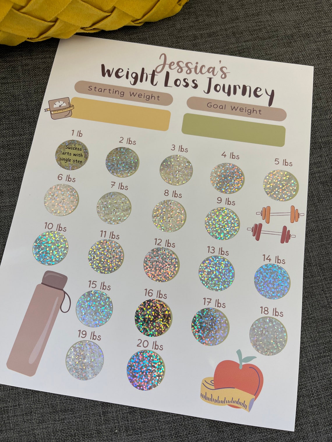 Scratch off Weight Loss Chart, Weight Loss Journey Poster, Motivational ...