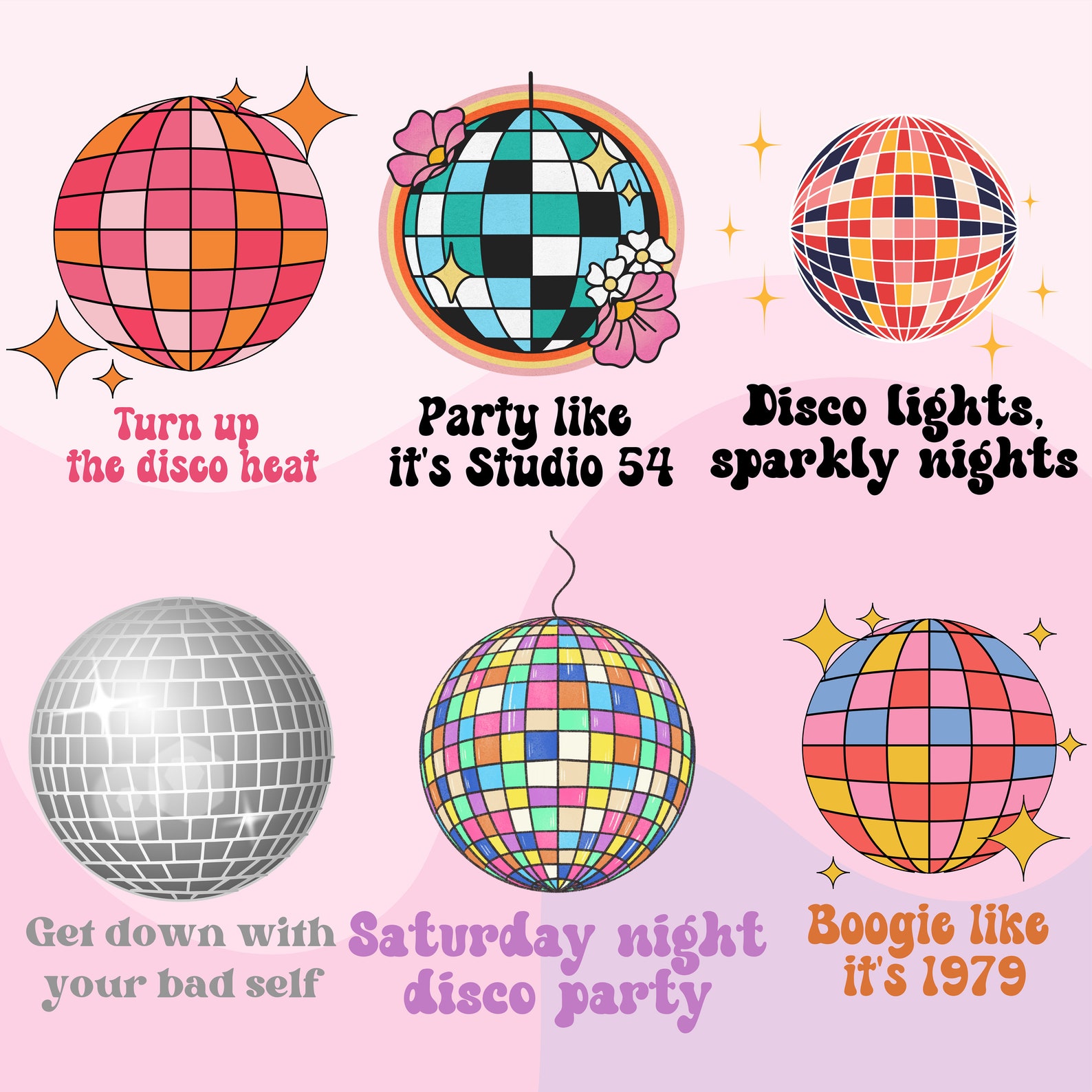 Groovy Disco Ball SVG, Disco Ball Clipart, Digital Download, Disco ...