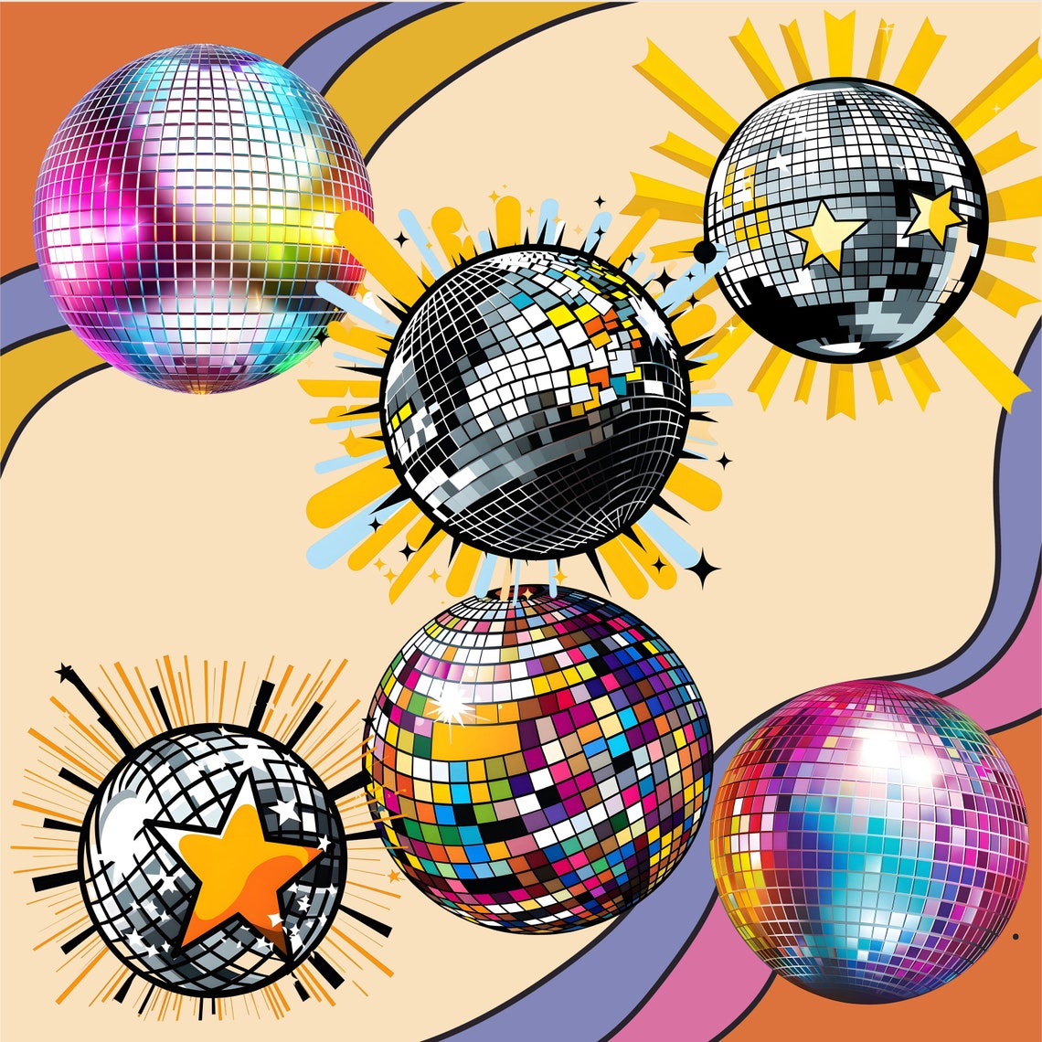 Groovy Disco Ball SVG, Disco Ball Clipart, Digital Download, Disco ...
