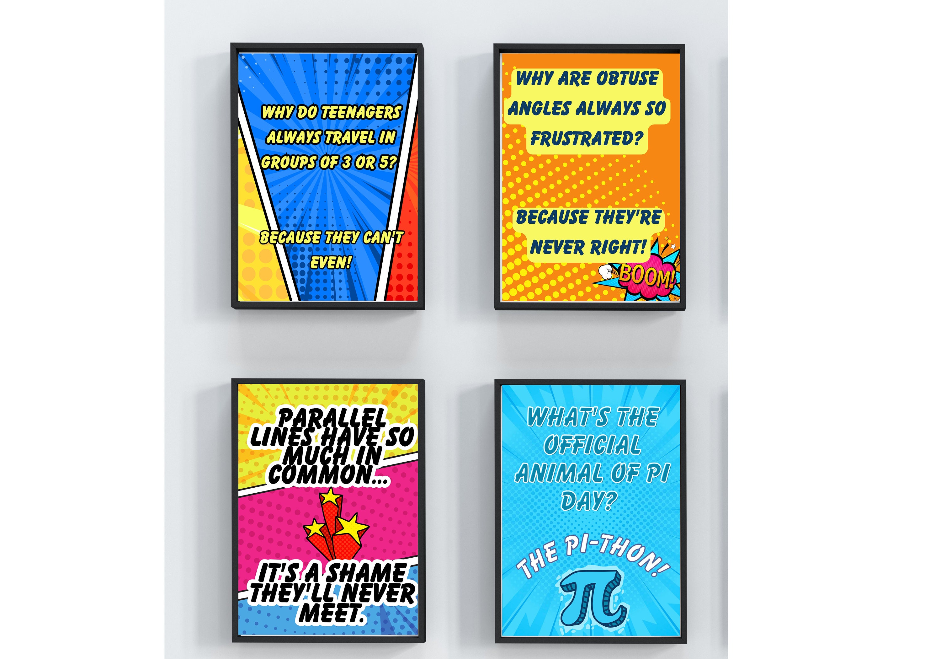 Funny Math Posters Digital Download Set of 4 comic Theme - Etsy