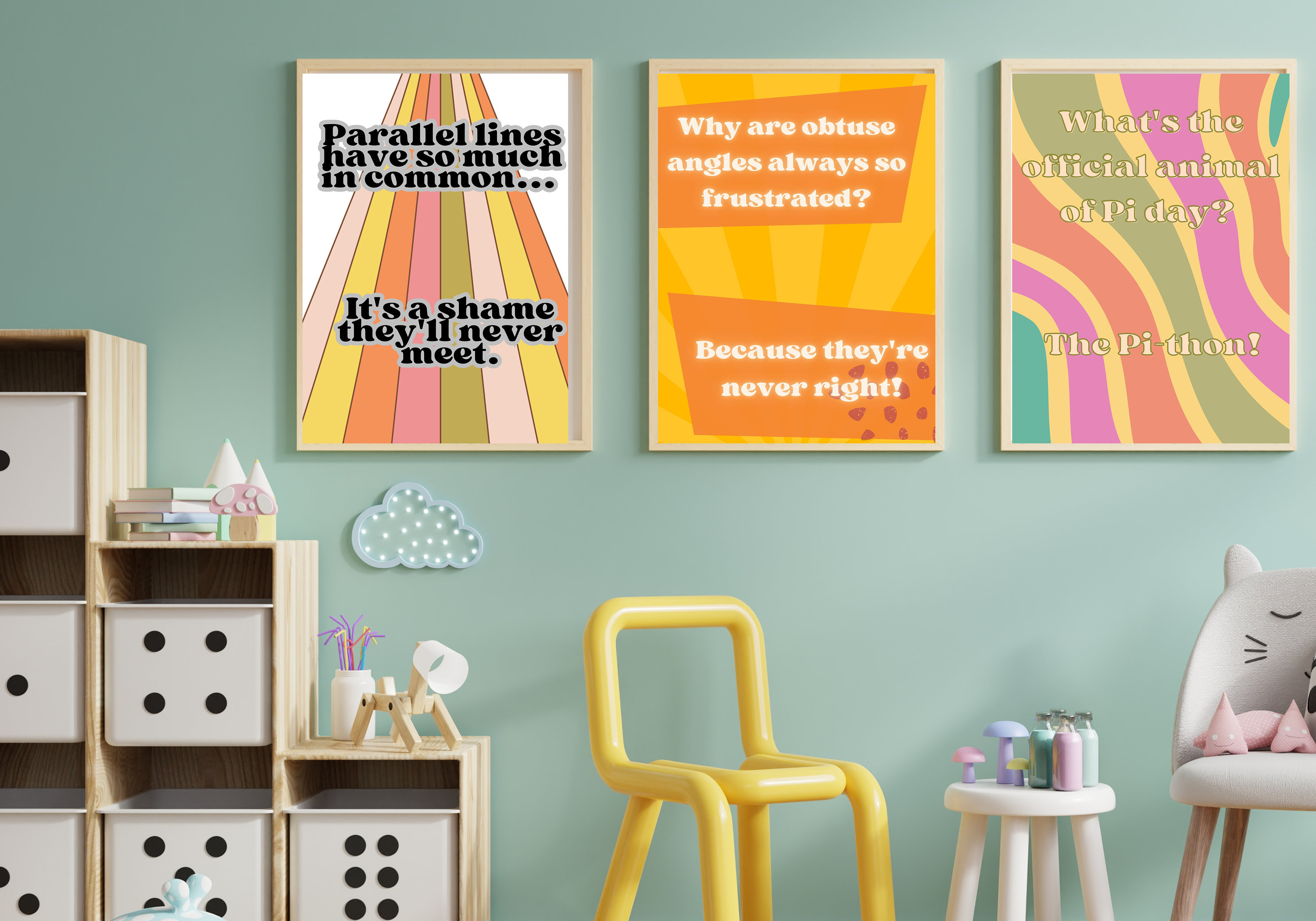 Funny Math Posters Digital Download Set of 4 Retro Vibe - Etsy