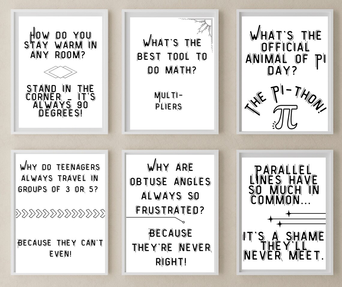 Funny Math Poster for the Classroom Digital Download Set of 6 ...