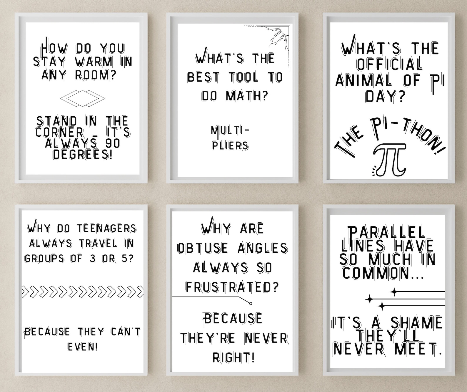 Funny Math Poster for the Classroom Digital Download Set of 6 ...