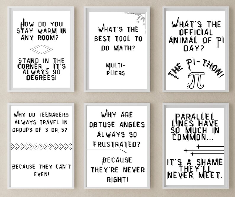 Funny Math Poster for the Classroom Digital Download Set of 6 ...