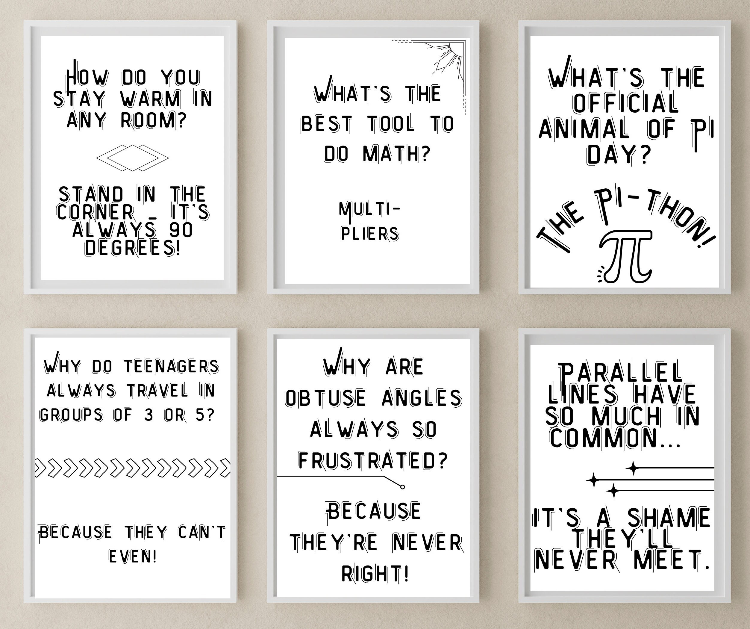 Funny Math Poster for the Classroom Digital Download Set of 6 Minimalistic Design - Etsy