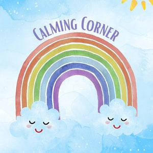 Calming Corner Posters Rainbow Theme Great for Elementary School and ...