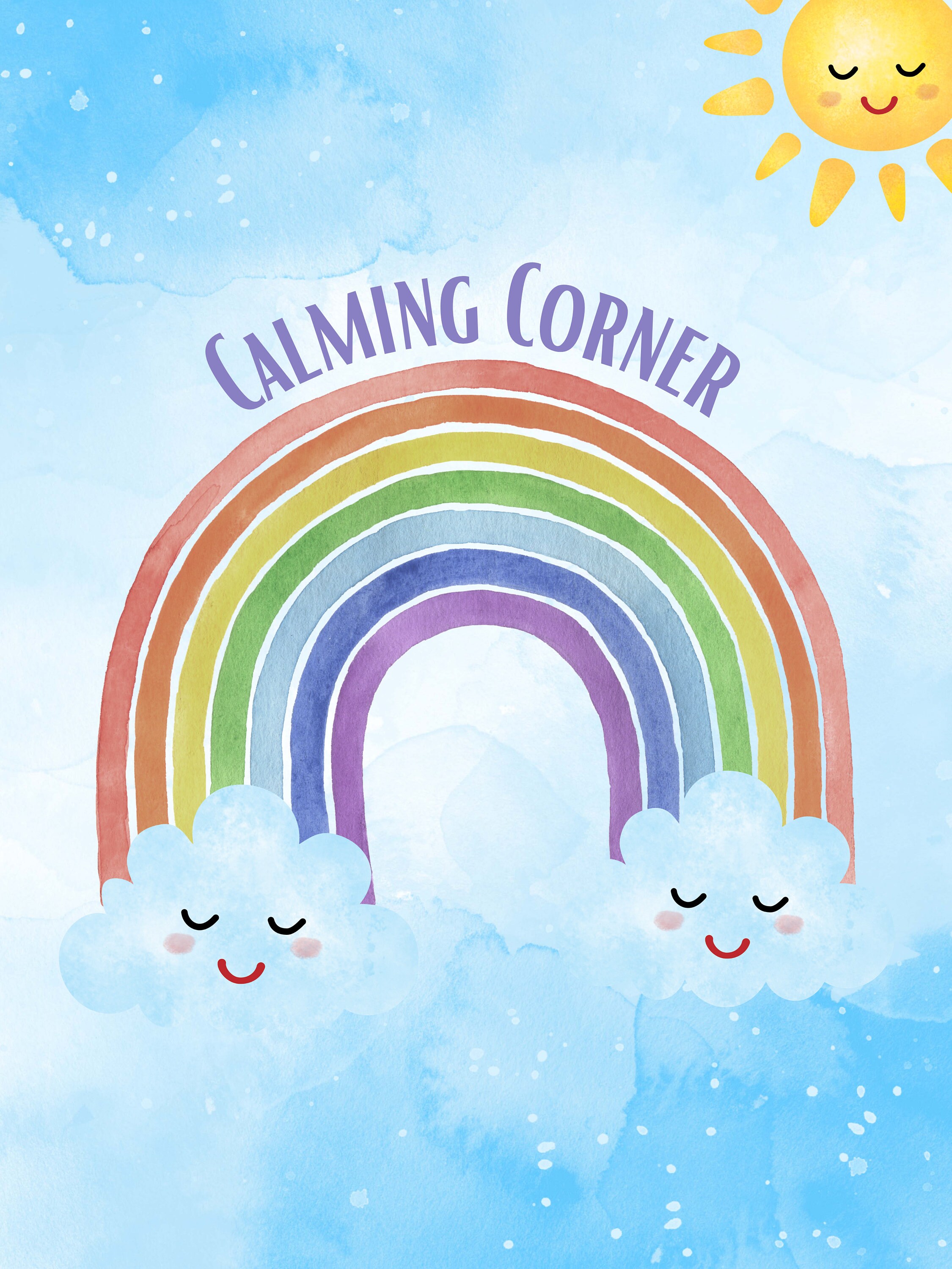 Calming Corner Posters Rainbow Theme Great for Elementary School and ...
