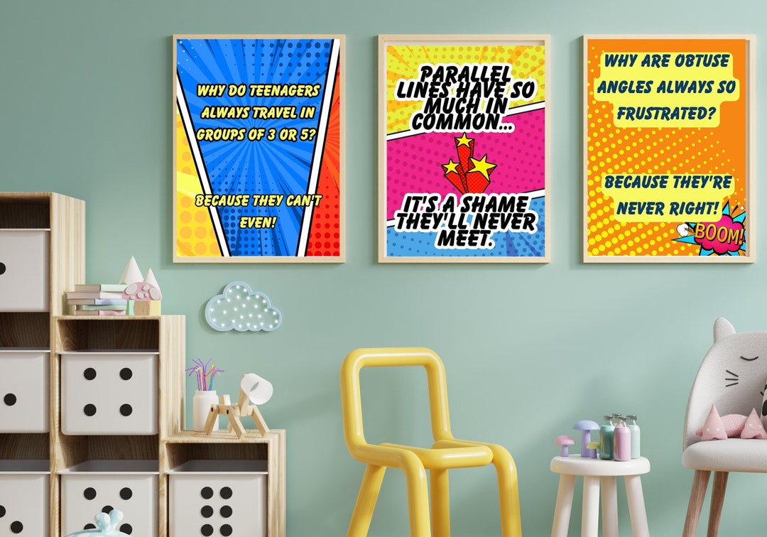 Funny Math Posters Digital Download Set of 4 comic Theme - Etsy