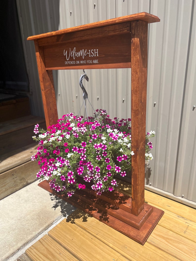 Wood Welcome Plant Stand - Etsy