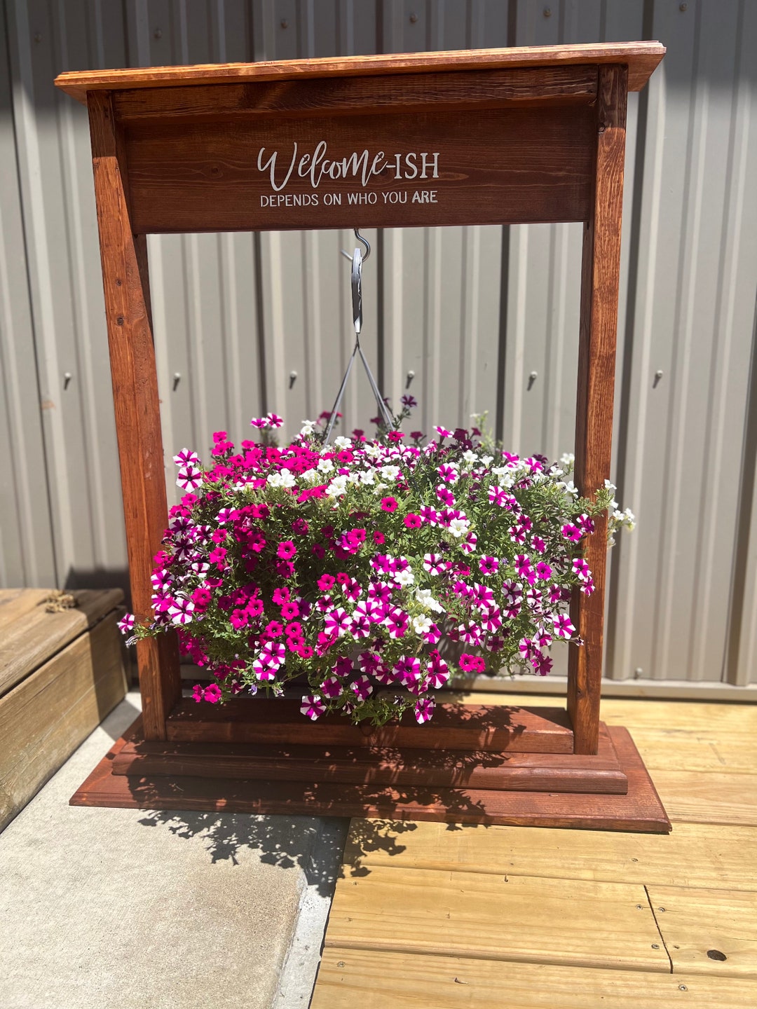 Wood Welcome Plant Stand - Etsy