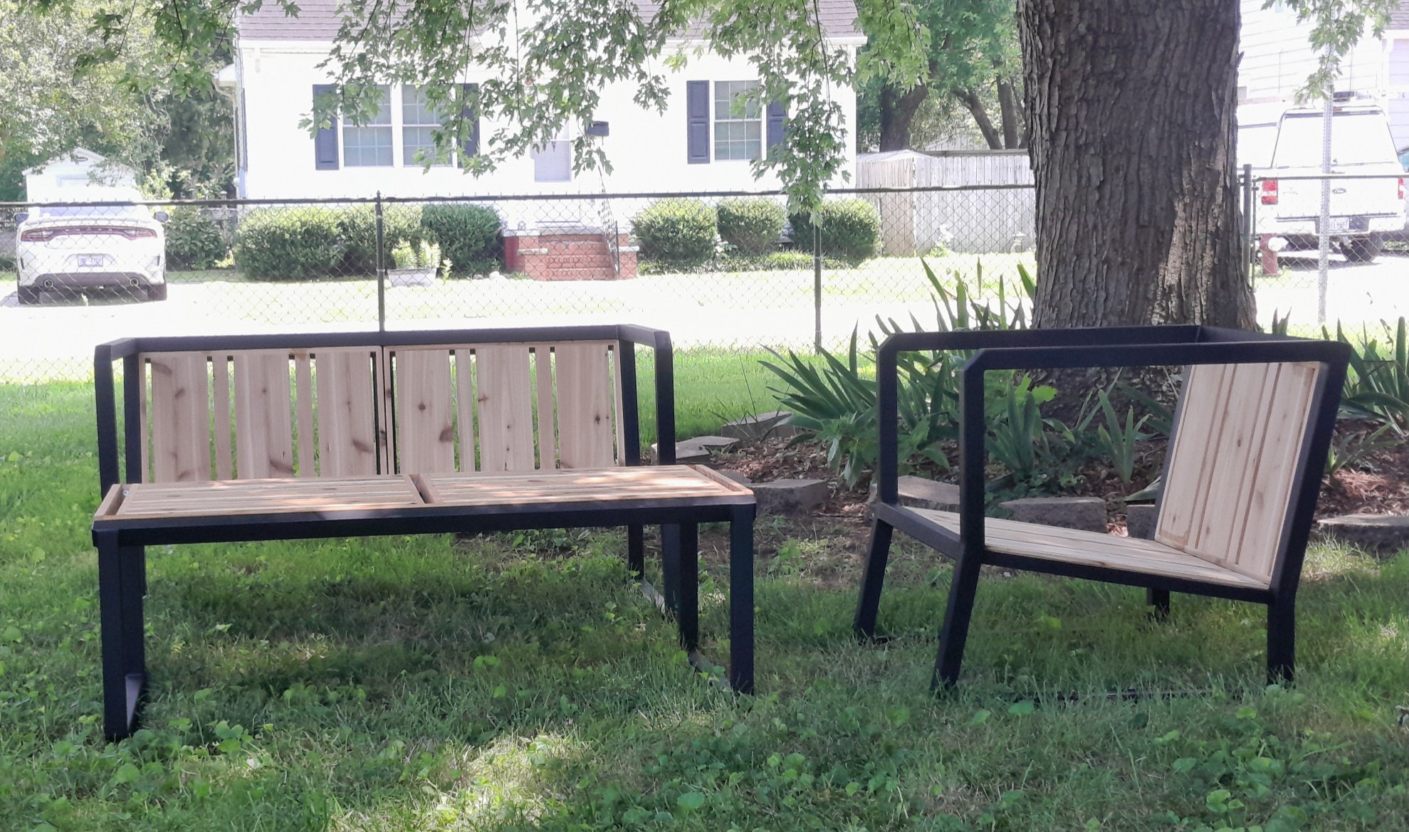 Patio Bench Seat Bespoke Metal Wood Deck Seating Custom Designed - Etsy