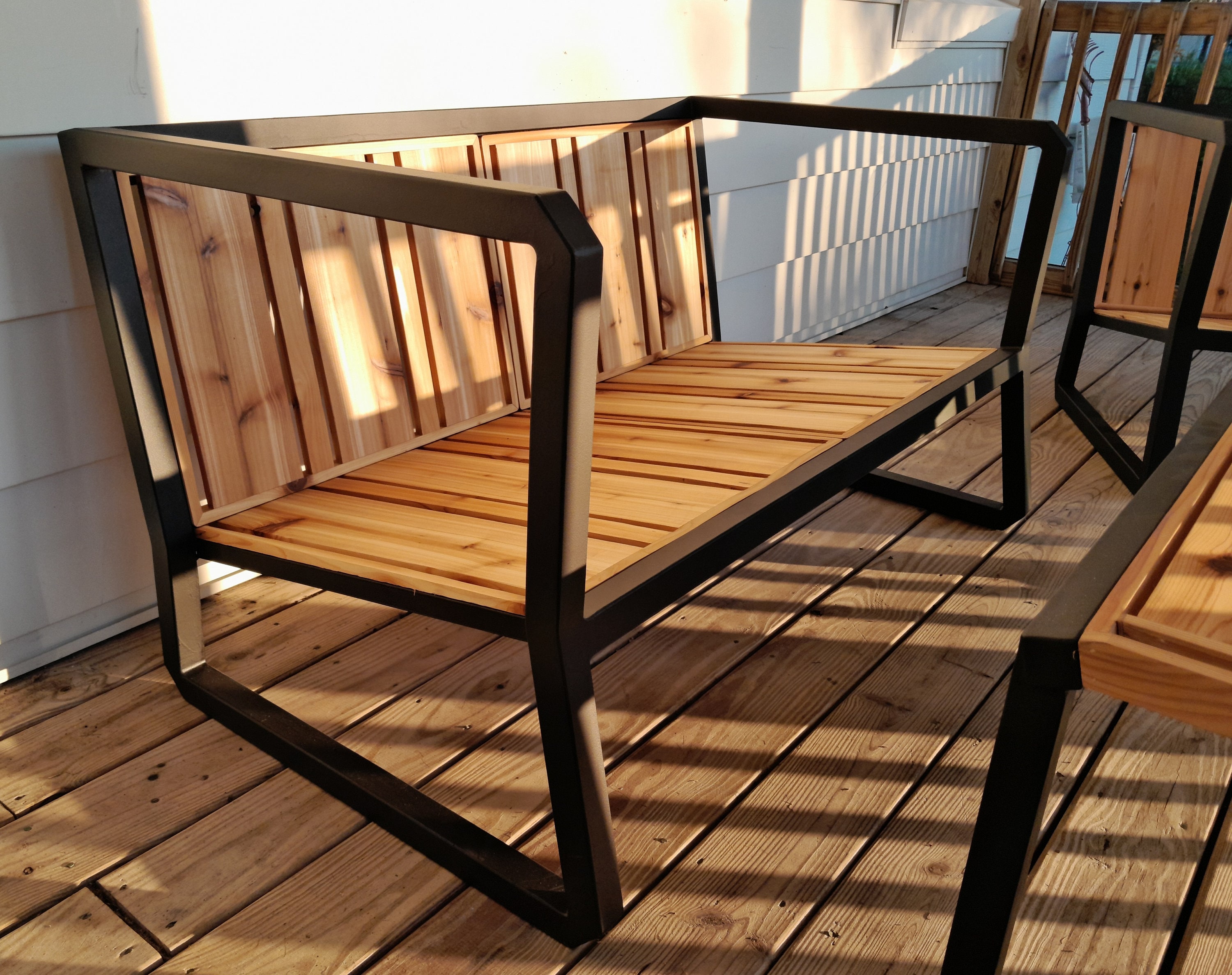 Patio Bench Seat Bespoke Metal Wood Deck Seating Custom Designed - Etsy