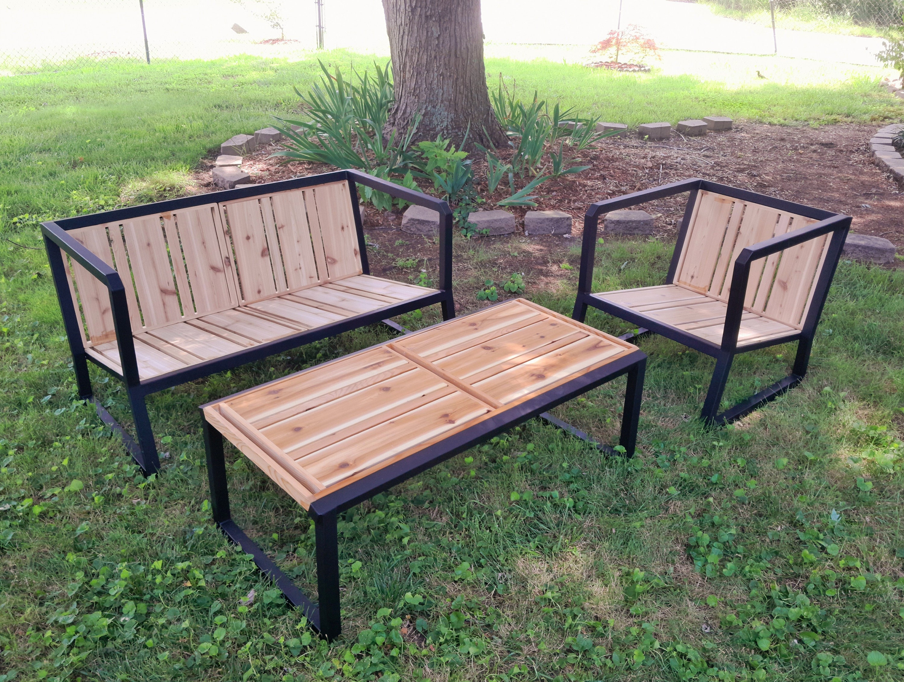 Patio Bench Seat Bespoke Metal Wood Deck Seating Custom Designed - Etsy