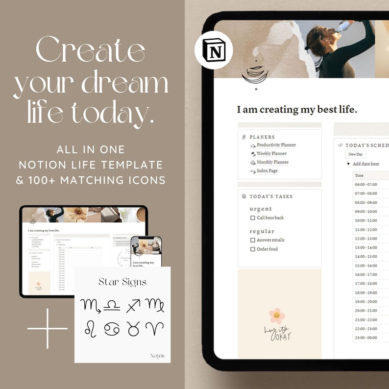 Notion Template Aesthetic Life Planner, Notion Planner, Notion Template ...