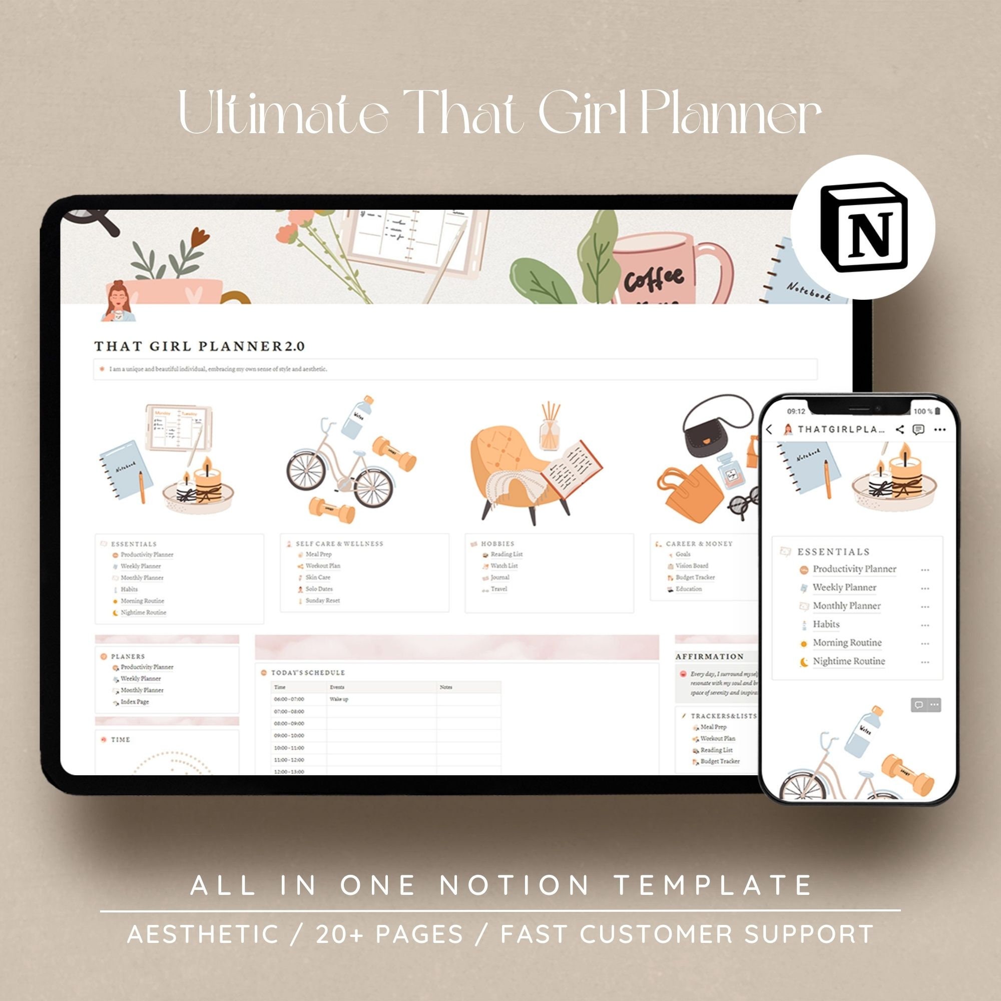 Notion Template Aesthetic Life Planner, Notion Planner, Notion Template ...
