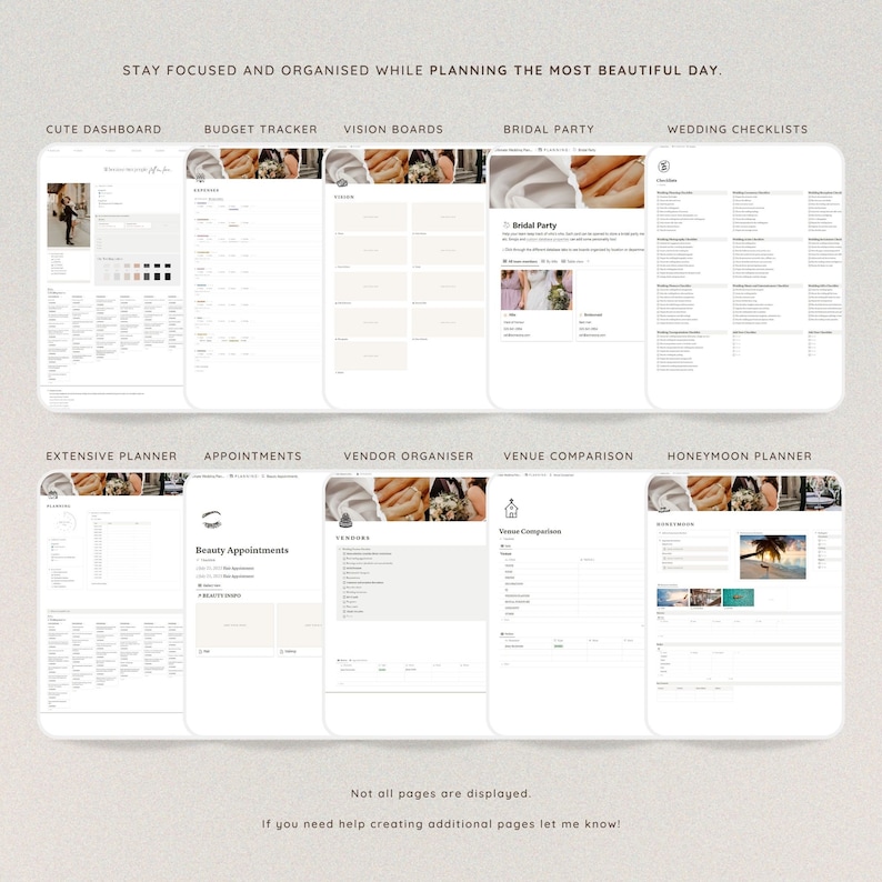 Notion Life Planner Template, Wedding Planner, All in One Notion Dashboard, Aesthetic Notion ...