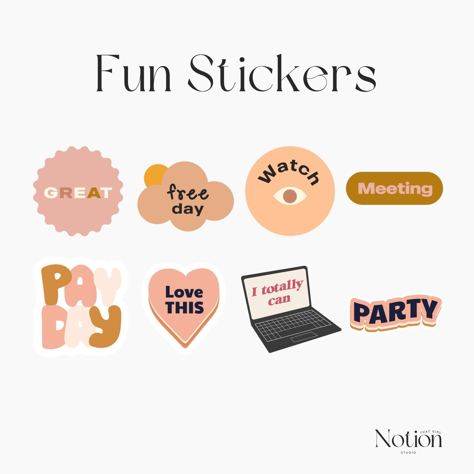 Notion Template That Girl Icons, Life Planner Stickers, Notion Template ...