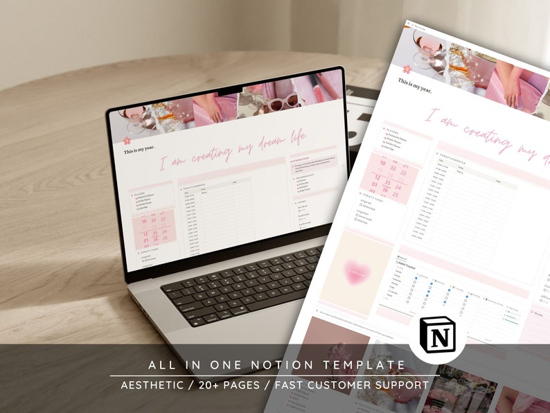 Notion All in One Life Planner / 2024 Notion Planner Template, Pink Aesthetic Life Planner ...