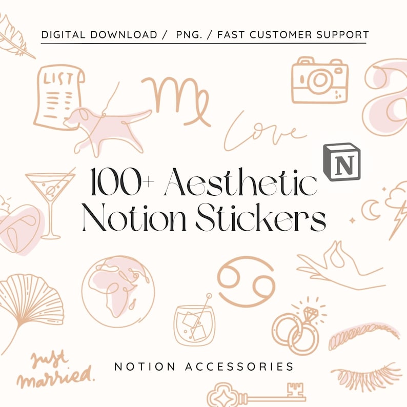 Notion Template Aesthetic Stickers, Life Planner Stickers, Notion ...