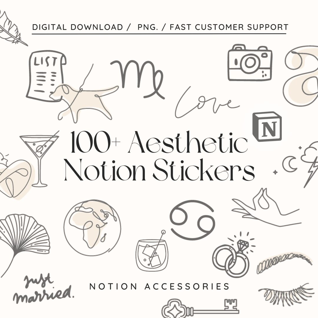 Notion Template Aesthetic Stickers, Life Planner Stickers, Notion ...