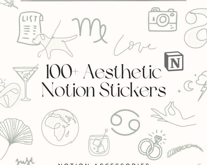 Notion Template Aesthetic Icons, Life Planner Stickers, Notion Template ...