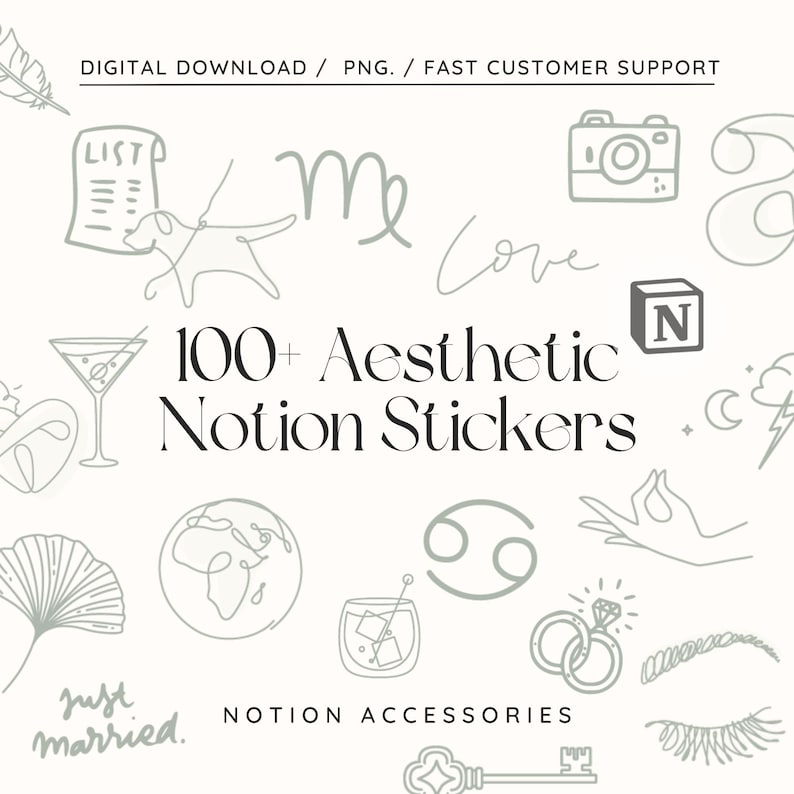 Notion Template Aesthetic Icons Life Planner Stickers Notion - Etsy