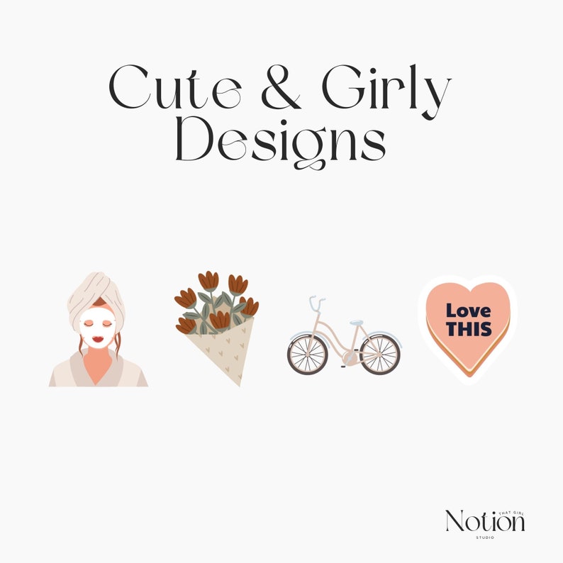 150 That Girl Notion Stickers: Digital Planner Icons (PNG Digital ...