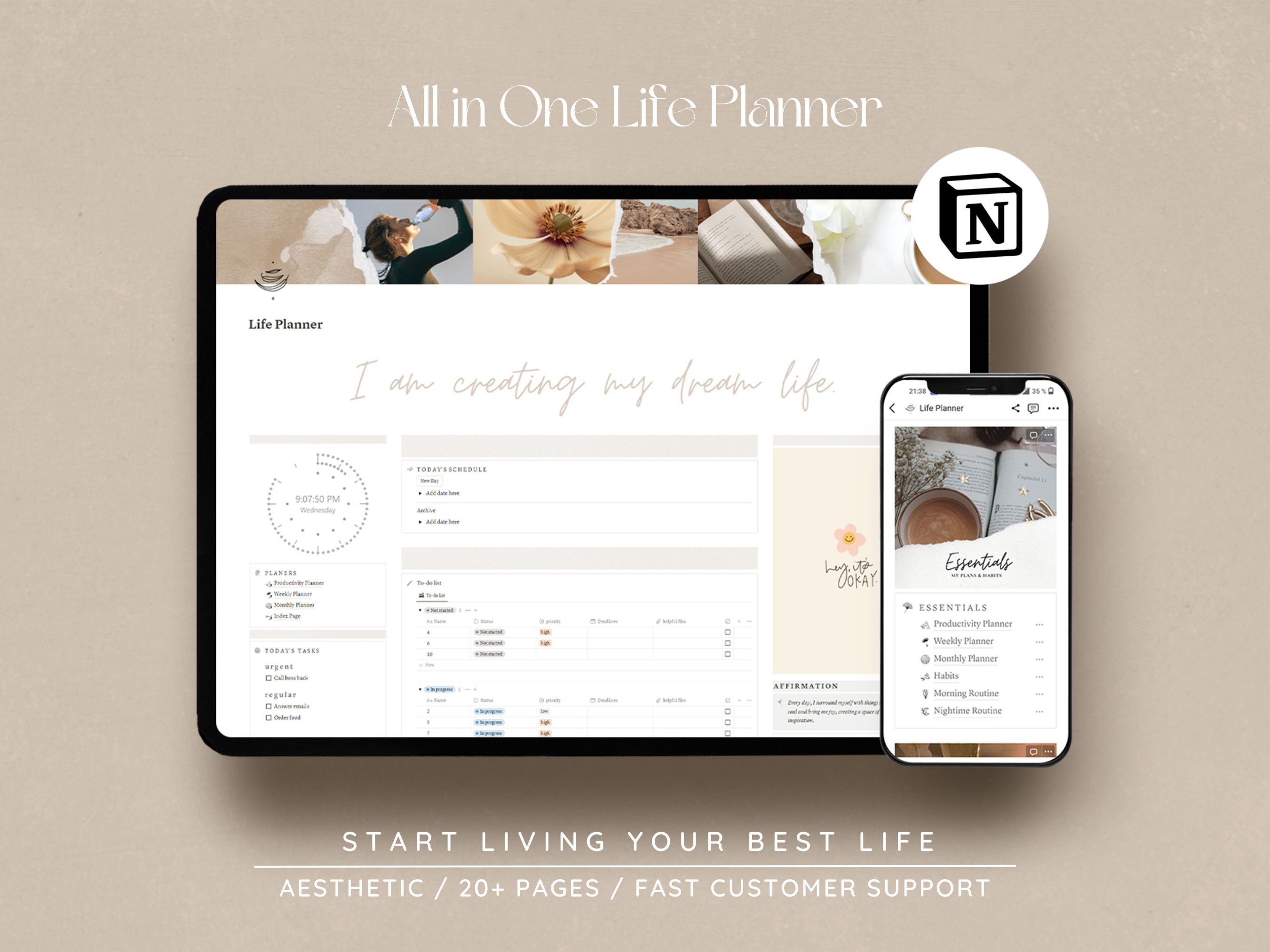 Notion Template Aesthetic Life Planner, Notion Planner, Notion Template ...