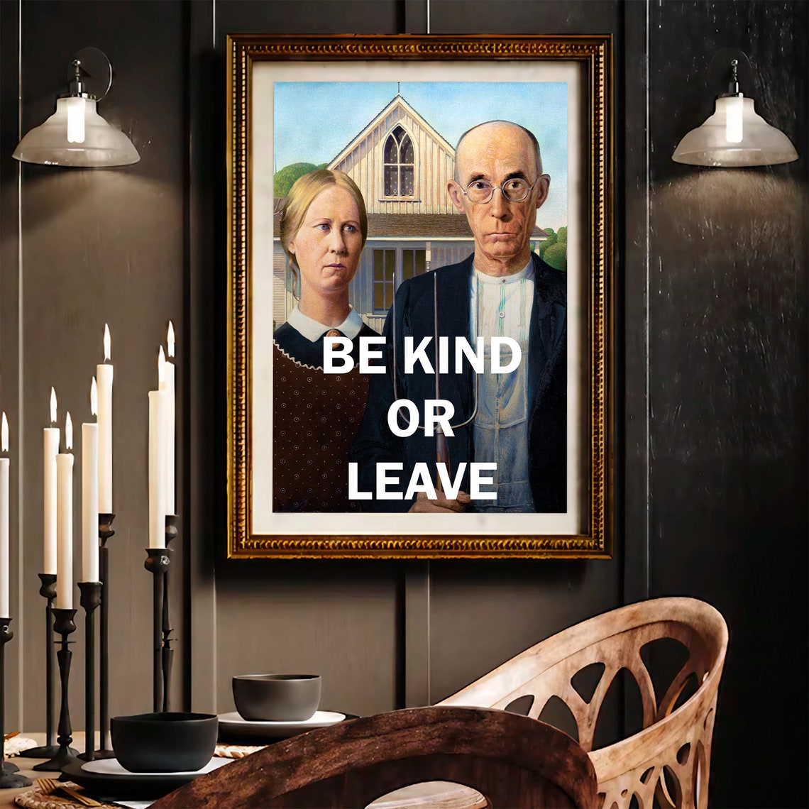 Sarcastic Hallway Poster With "be Kind or Leave" Quote - Etsy