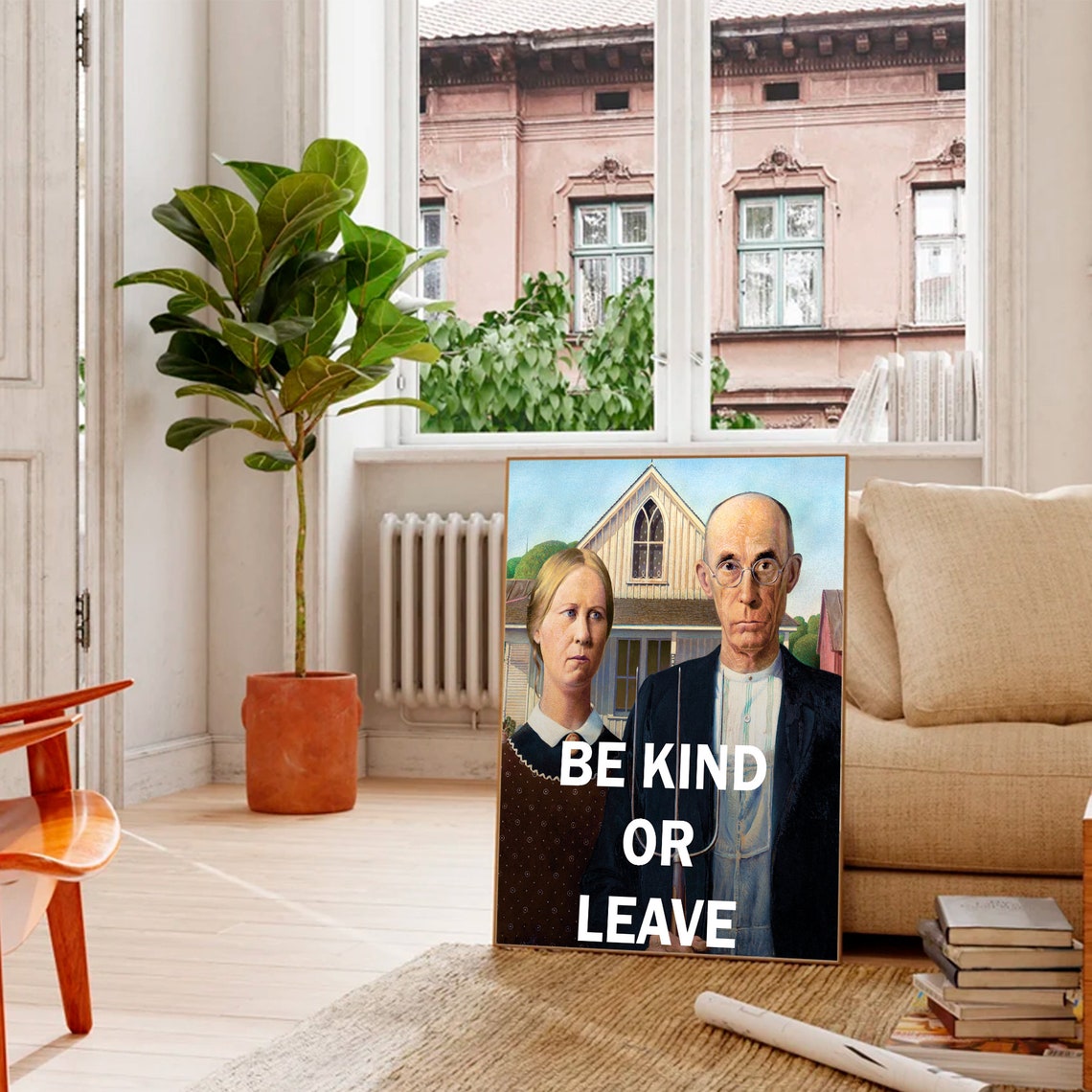 Sarcastic Hallway Poster With "be Kind or Leave" Quote - Etsy
