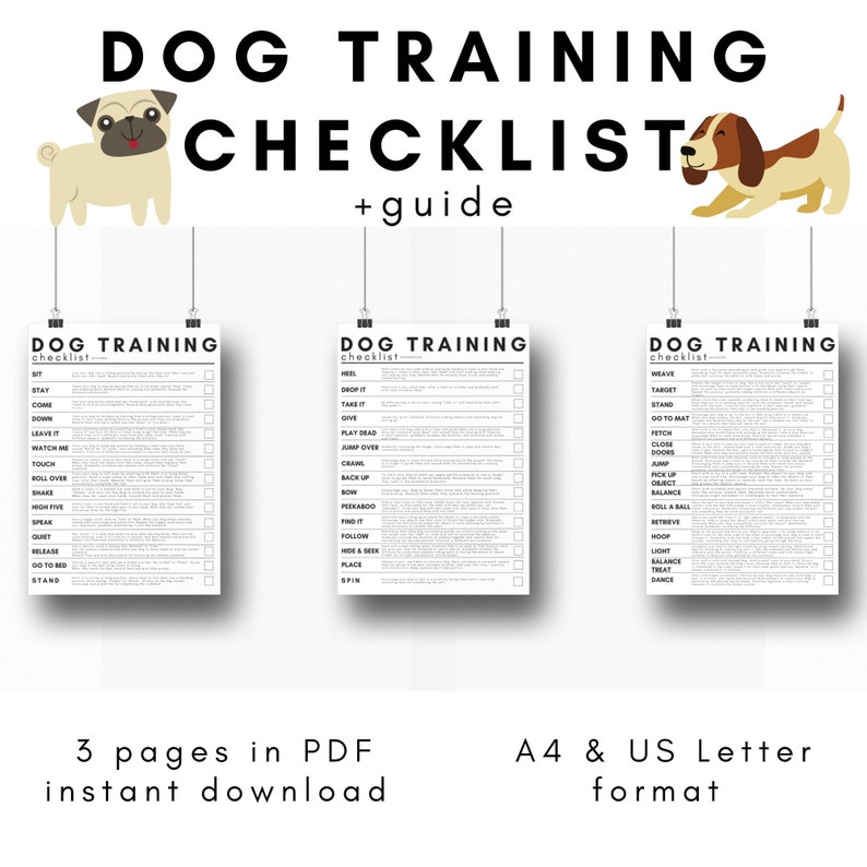 Dog Training Checklist With Guide Wallart, Ultimate Dog Training ...