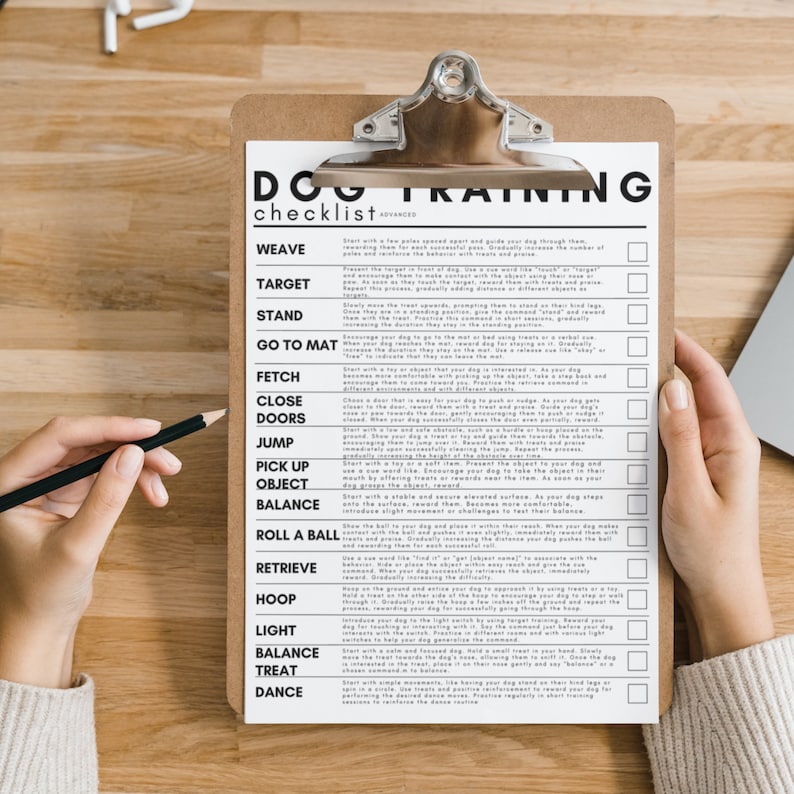 Dog Training Checklist With Guide Wallart, Ultimate Dog Training ...