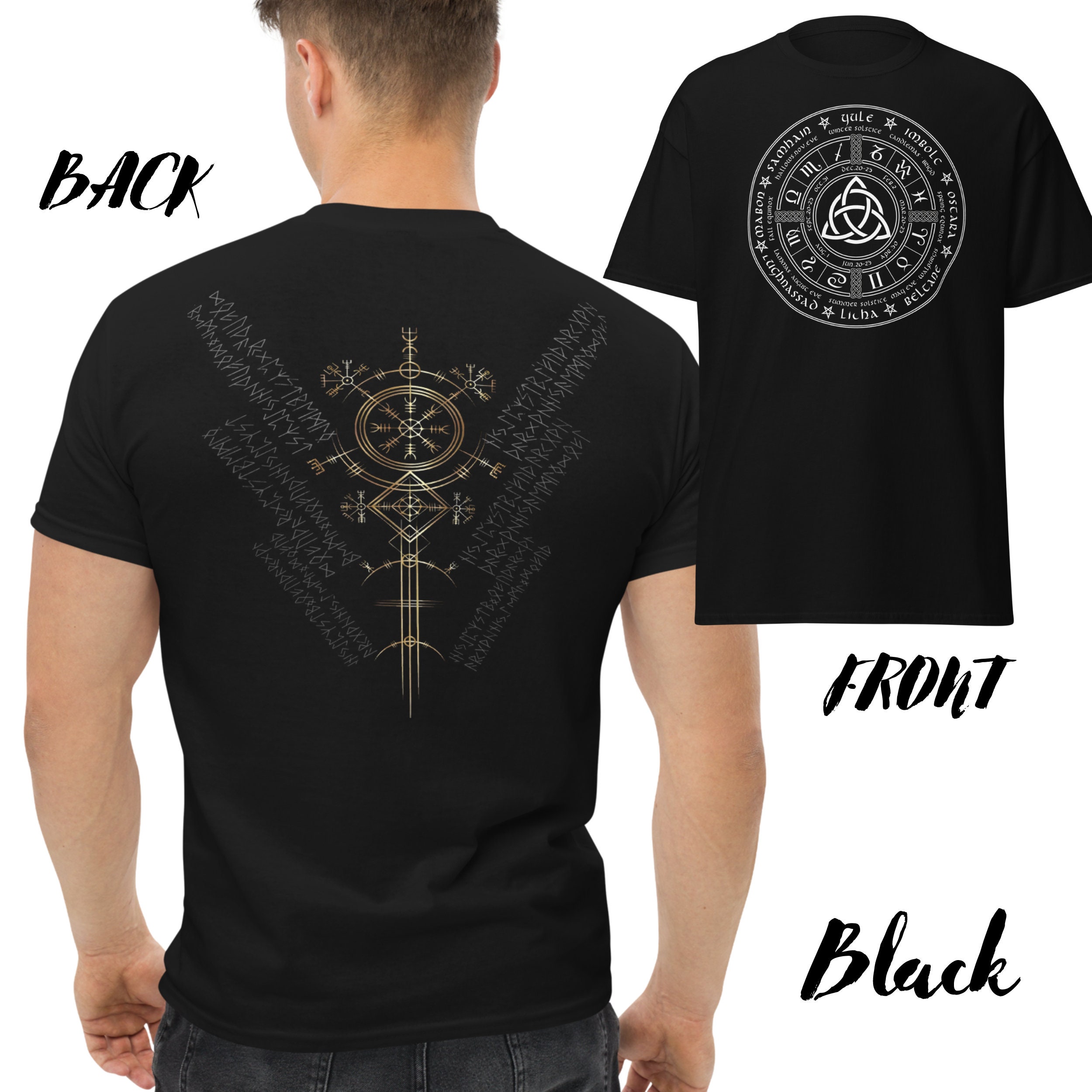 VIKING Style Shirt, Nordic Protection,aegishjalmur Norse Shirt for Men ...
