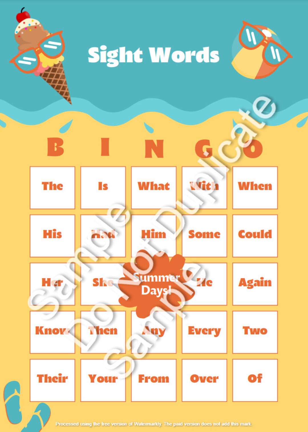 Sight Word Bingo - Etsy