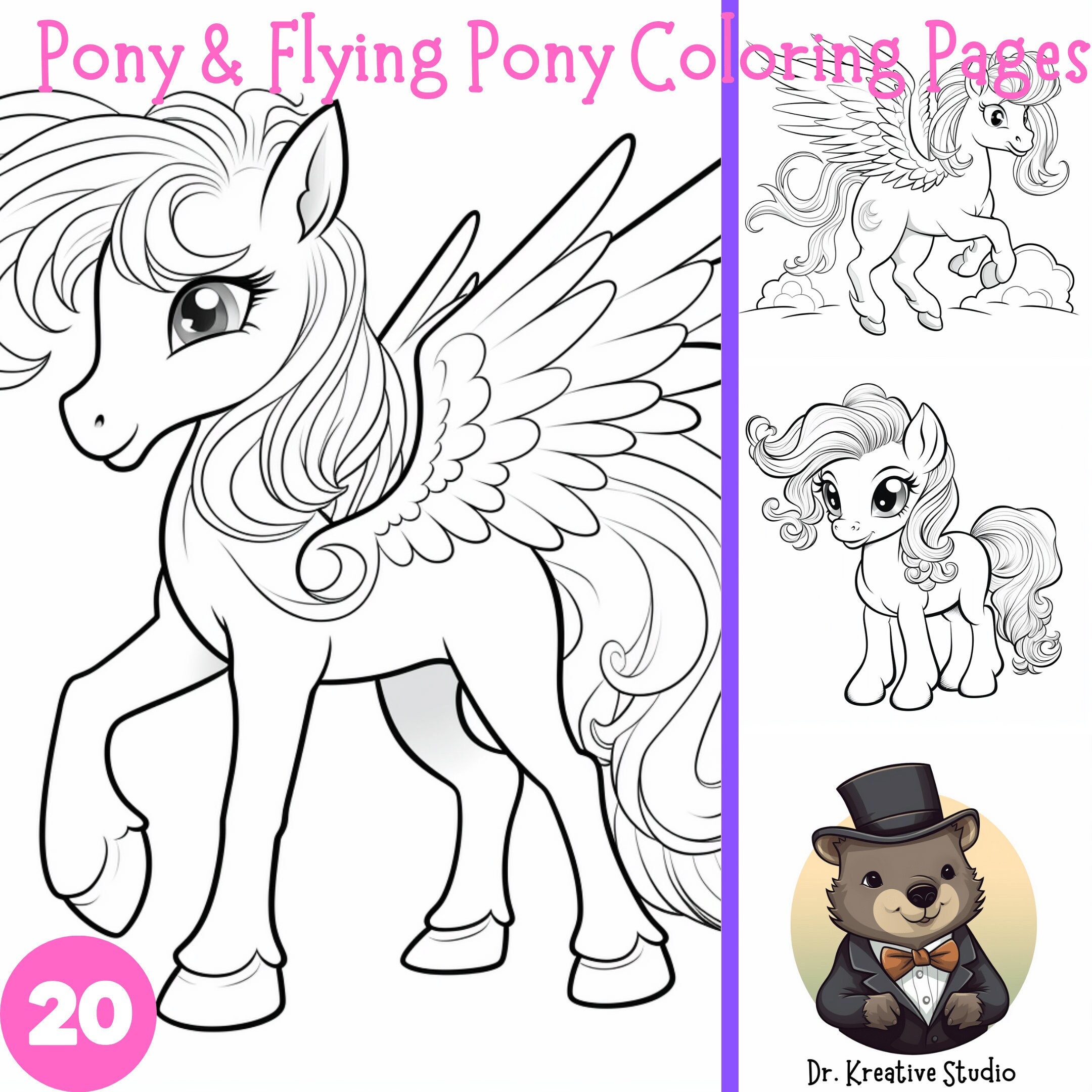 Flying Pony Coloring Page