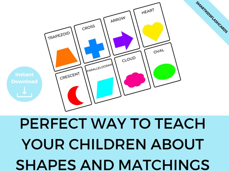 24 Shapes Flash Cards +GIFT | Flashcards Baby Printable PDF | Preschool ...