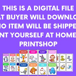 32 Printable Animals Learning Flashcards for Kids Montessori, Learn ...
