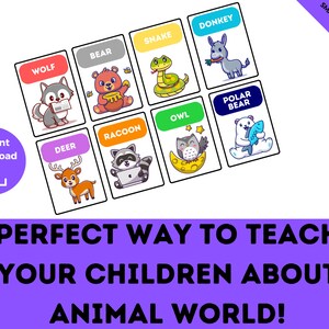 32 Printable Animals Learning Flashcards for Kids Montessori, Learn ...