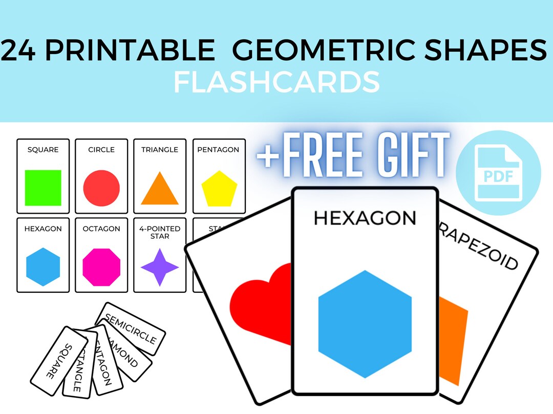 24 Shapes Flash Cards +GIFT | Flashcards Baby Printable PDF | Preschool ...