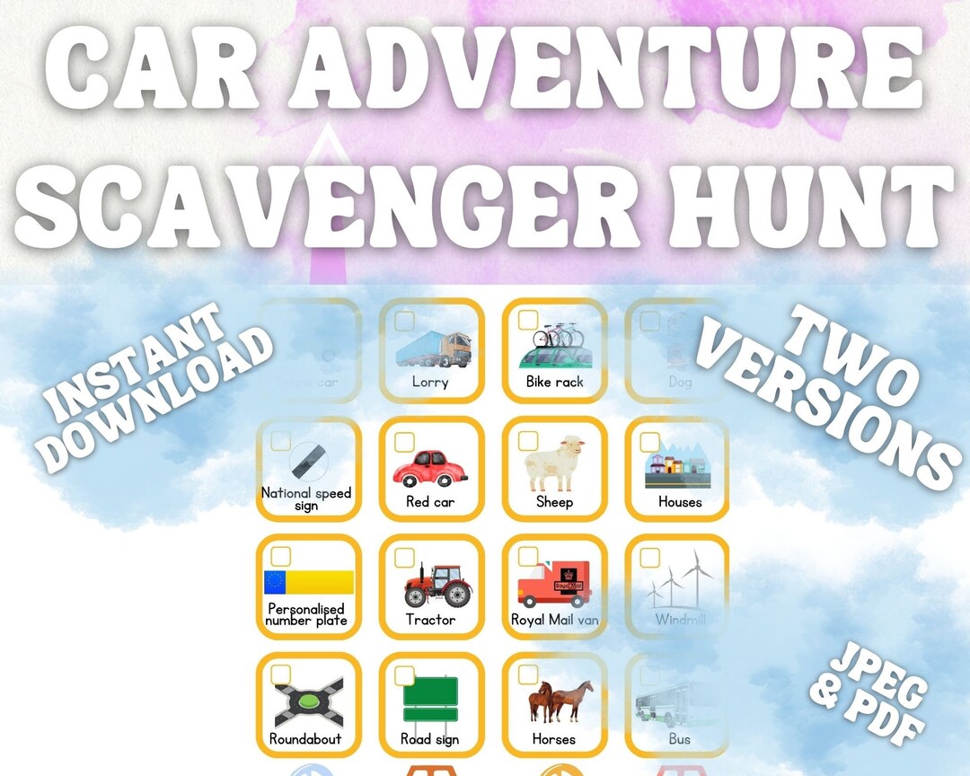 PRINTABLE Scavenger Hunt for Kids in the Car Scavenger Hunt Instant ...