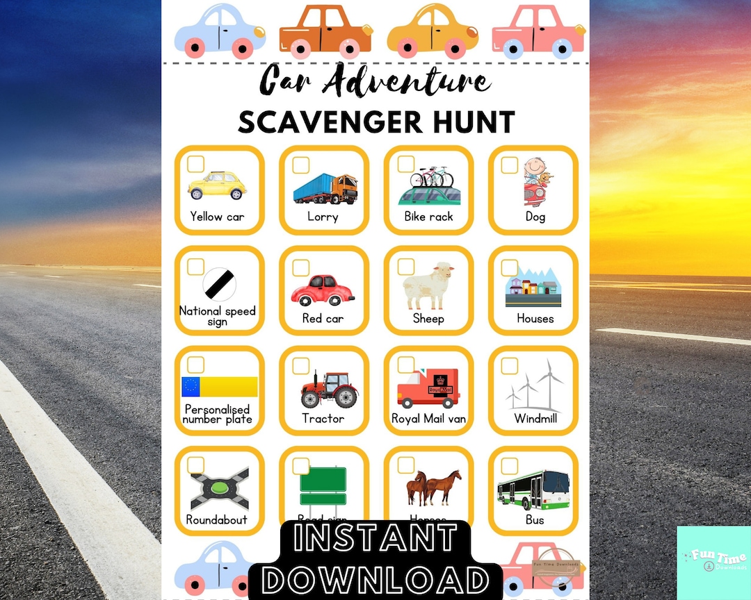 PRINTABLE Scavenger Hunt for Kids in the Car Scavenger Hunt - Etsy