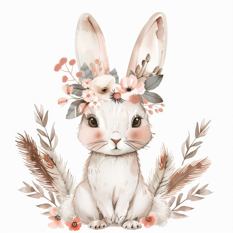 Nursery Boho Animal Clipart Bundle, Boho Woodland, Nursery Baby Animal ...