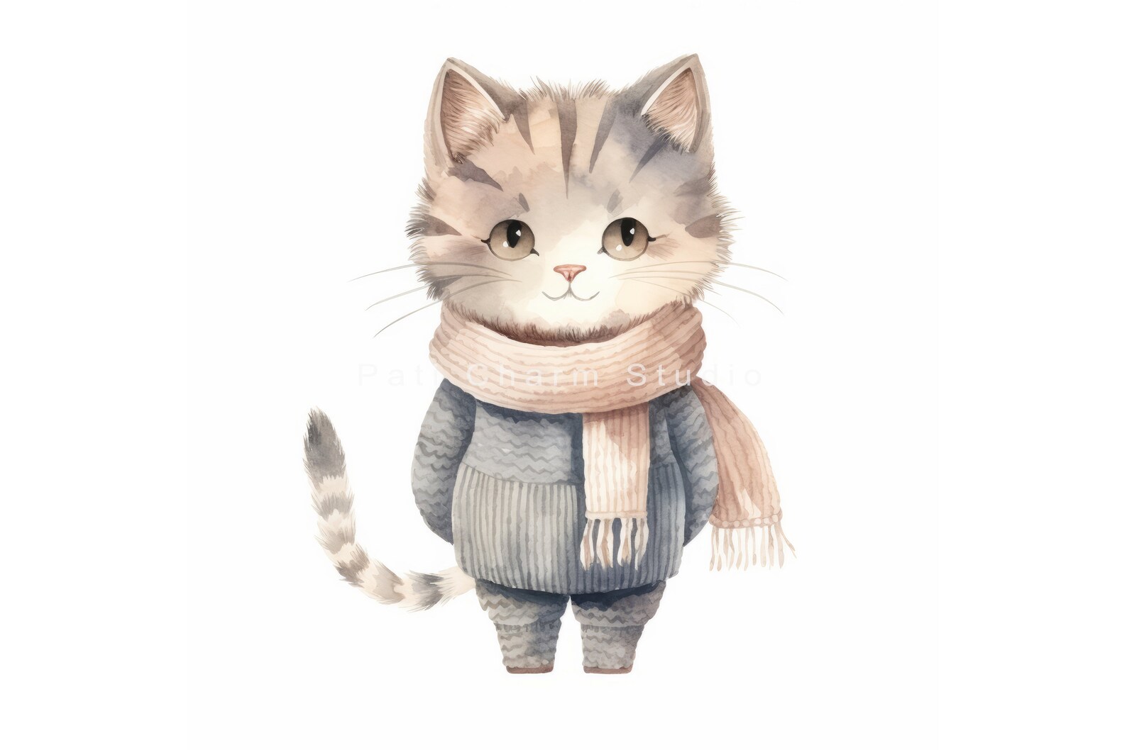 Cute Cat in Sweater Clipart Bundle, High Quality Jpgs, Digital Download ...