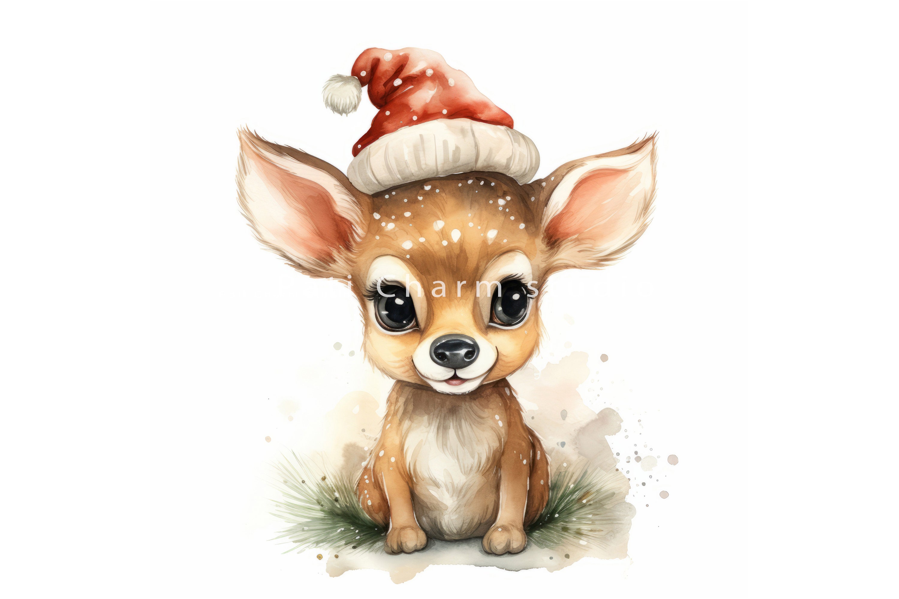 Christmas Deer in Hat Clipart PNG for Commercial Use Winter Whimsical ...