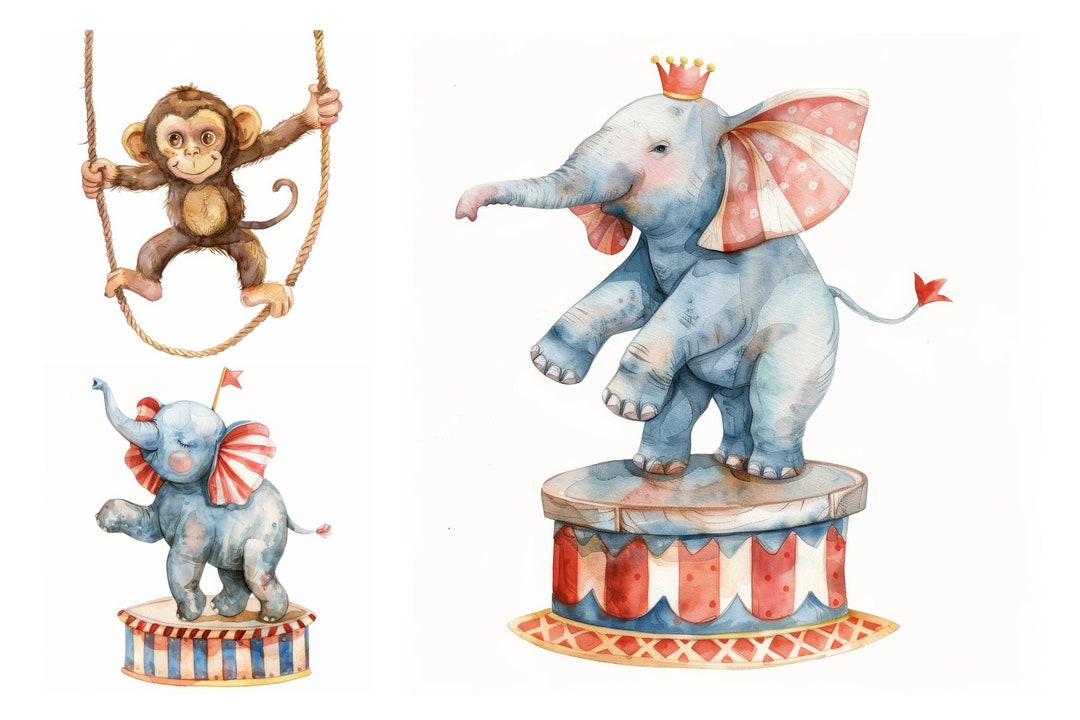 Cute Circus Animal Clipart Set, Digital Download, Commercial Use ...