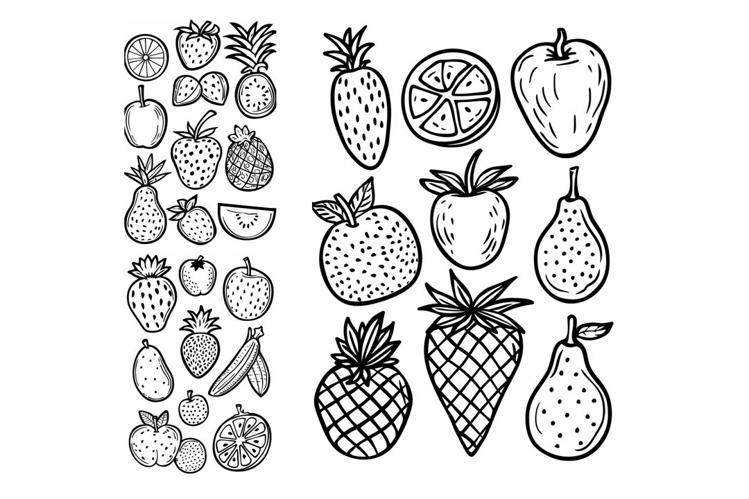 Fruits Coloring Page for Kids, Instant Download, Coloring Book, Digital ...