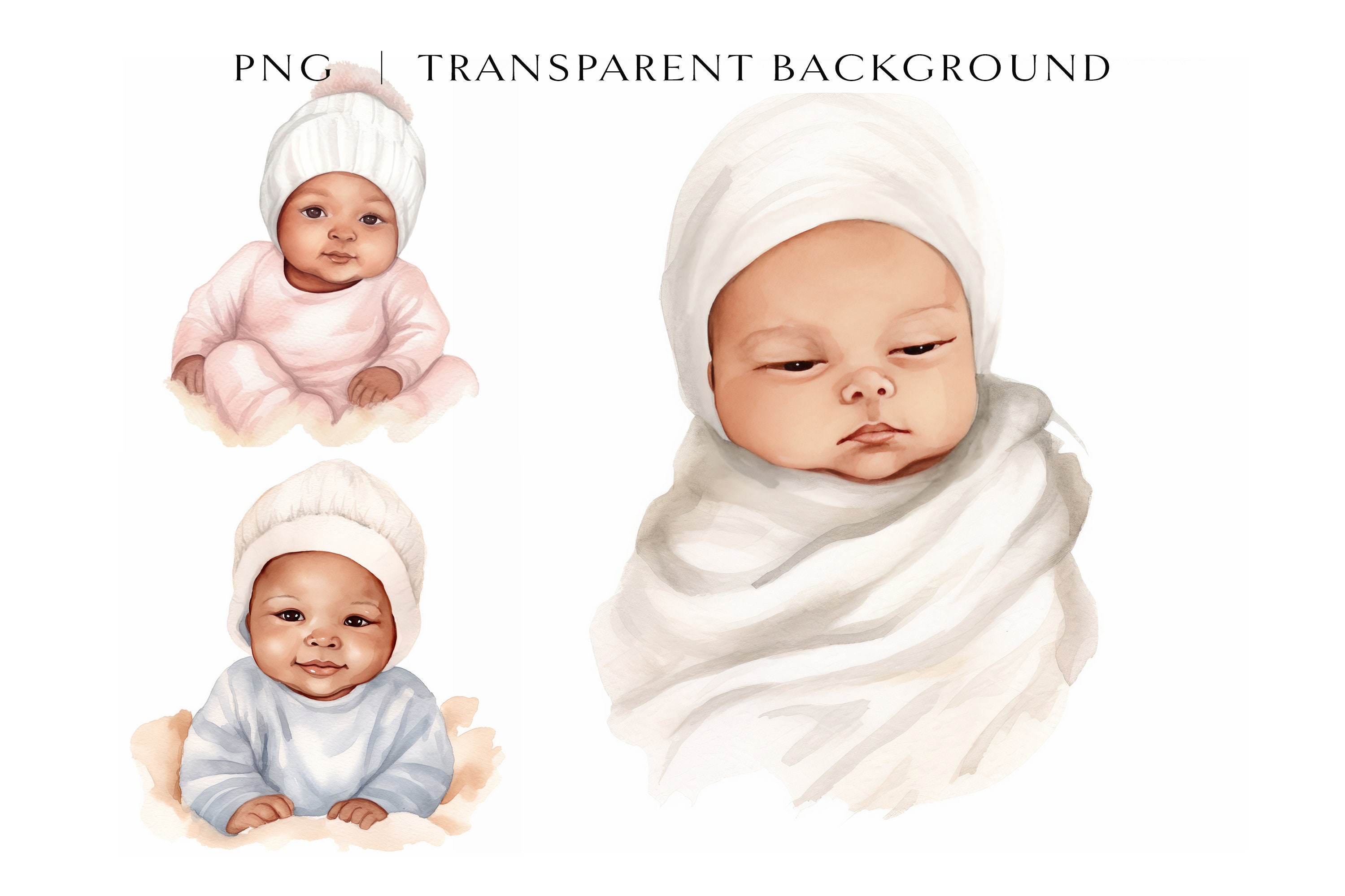 Newborn Baby Clipart Set, Nursery Wall Art, Watercolor Baby Clipart ...