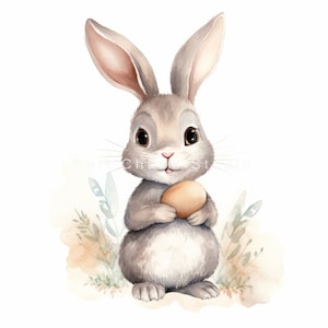 Easter Bunny With Egg Clipart Bundle, Easter Egg Clipart, Cute Easter ...