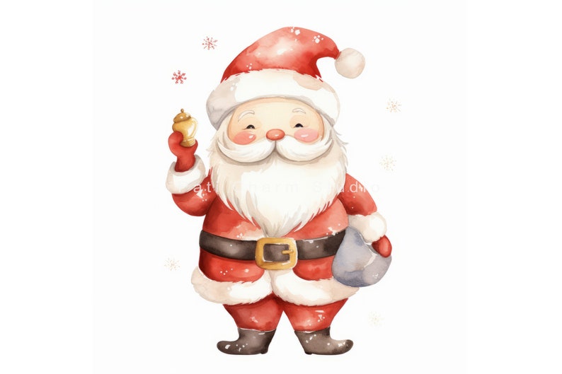 Santa Claus Watercolor Clipart Bundle, Cute Santa Claus, Winter Holiday ...