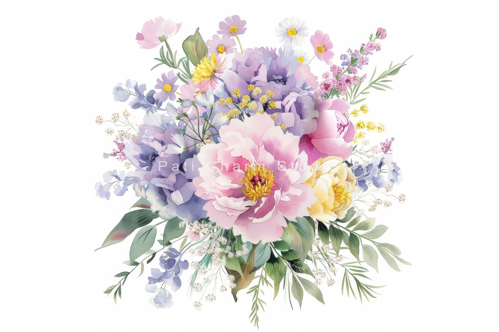 Watercolor Spring Bouquet Clipart Bundle, Floral Clipart, Wedding ...